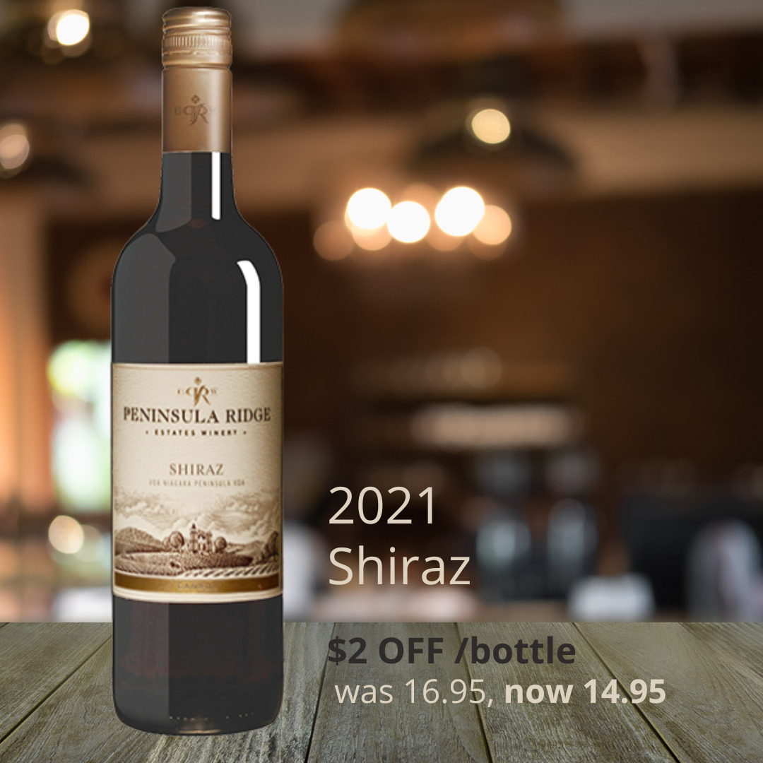 Limited Time Offer! - The 2021 Shiraz is now $2 off - Peninsula Ridge